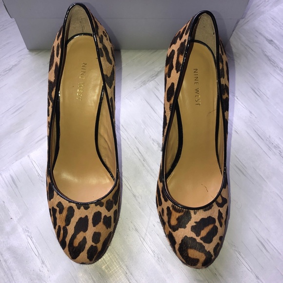Nine West | Shoes | Nine West Leopard Calf Hair Platform Pumps 95 ...